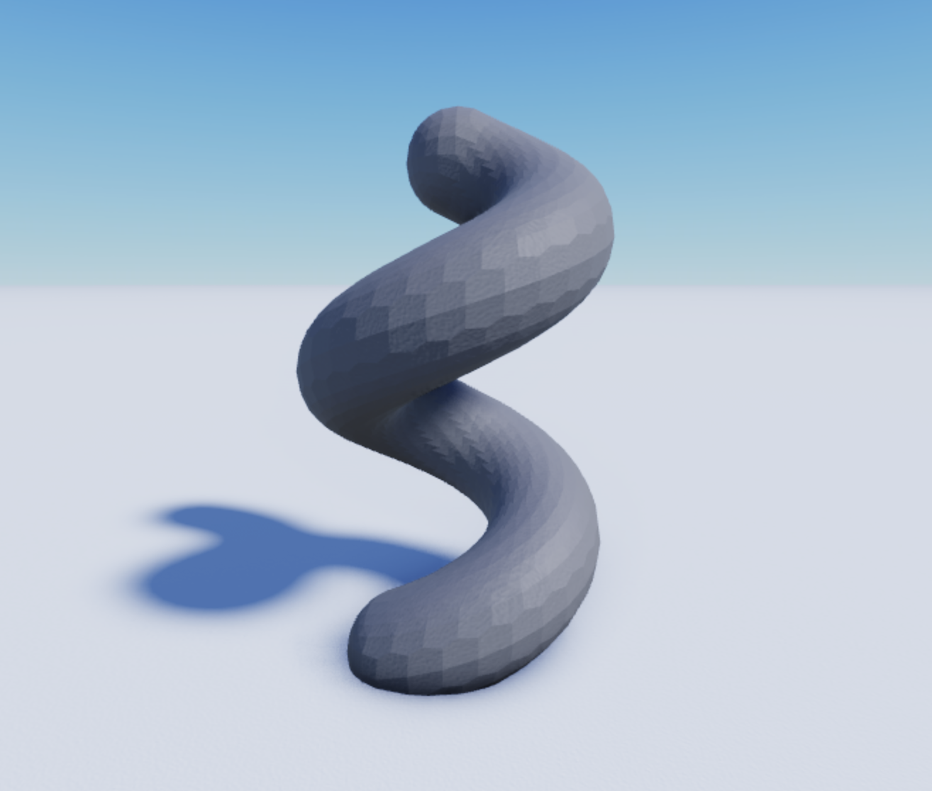 Una forma en espiral creada al barrer una esfera.