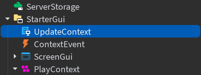 Inside the UpdateContext script, paste the following code: